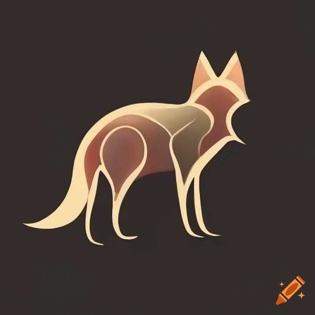 Abstract design utilizing negative space to depict a fox on Craiyon
