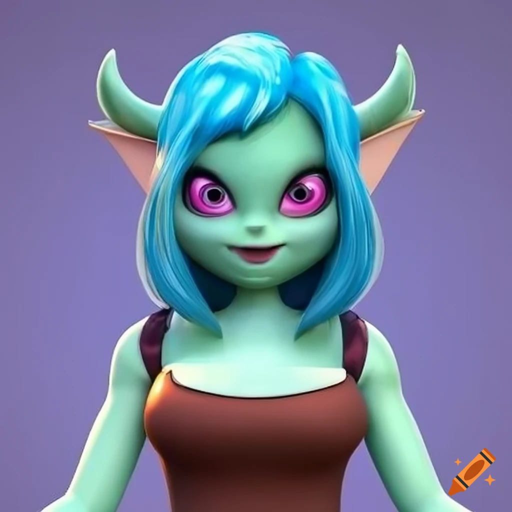 Cartoon illustration of a playful monster girl on Craiyon