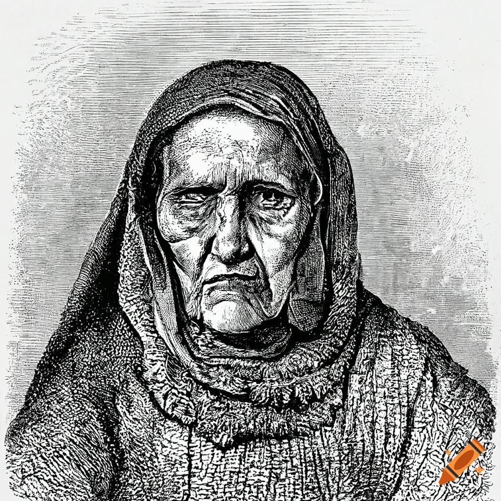 Engraving of a vintage woman in the style of Gustave Dore on Craiyon