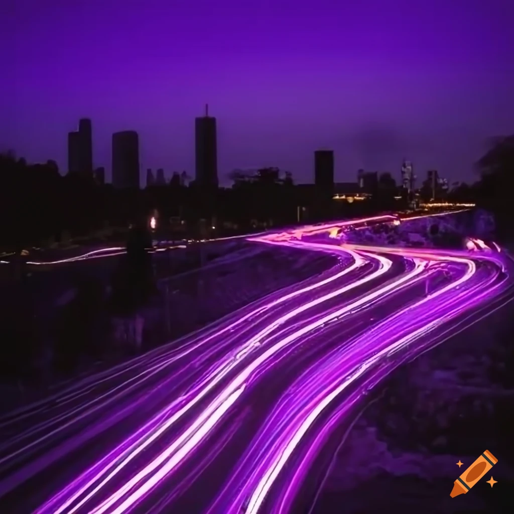 Purple freeway at night on Craiyon