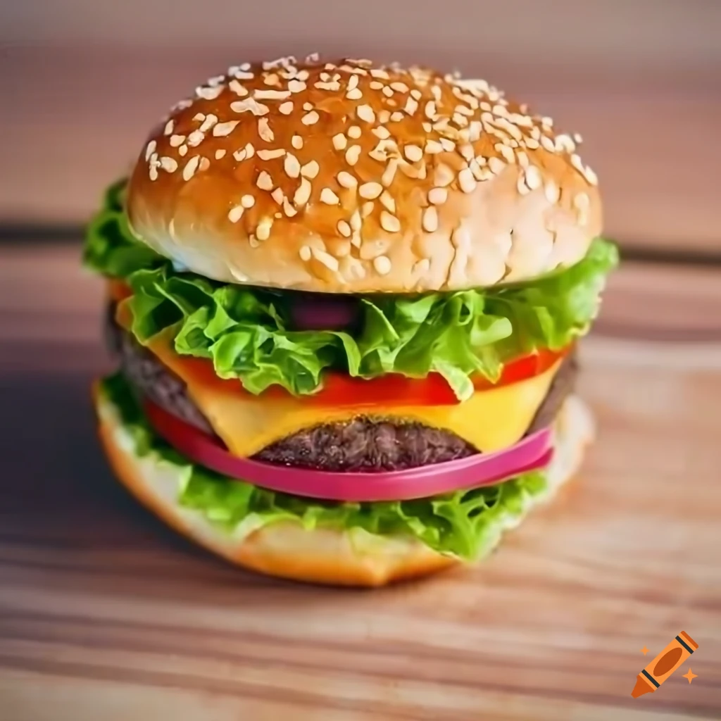 Top view of a cheeseburger on Craiyon