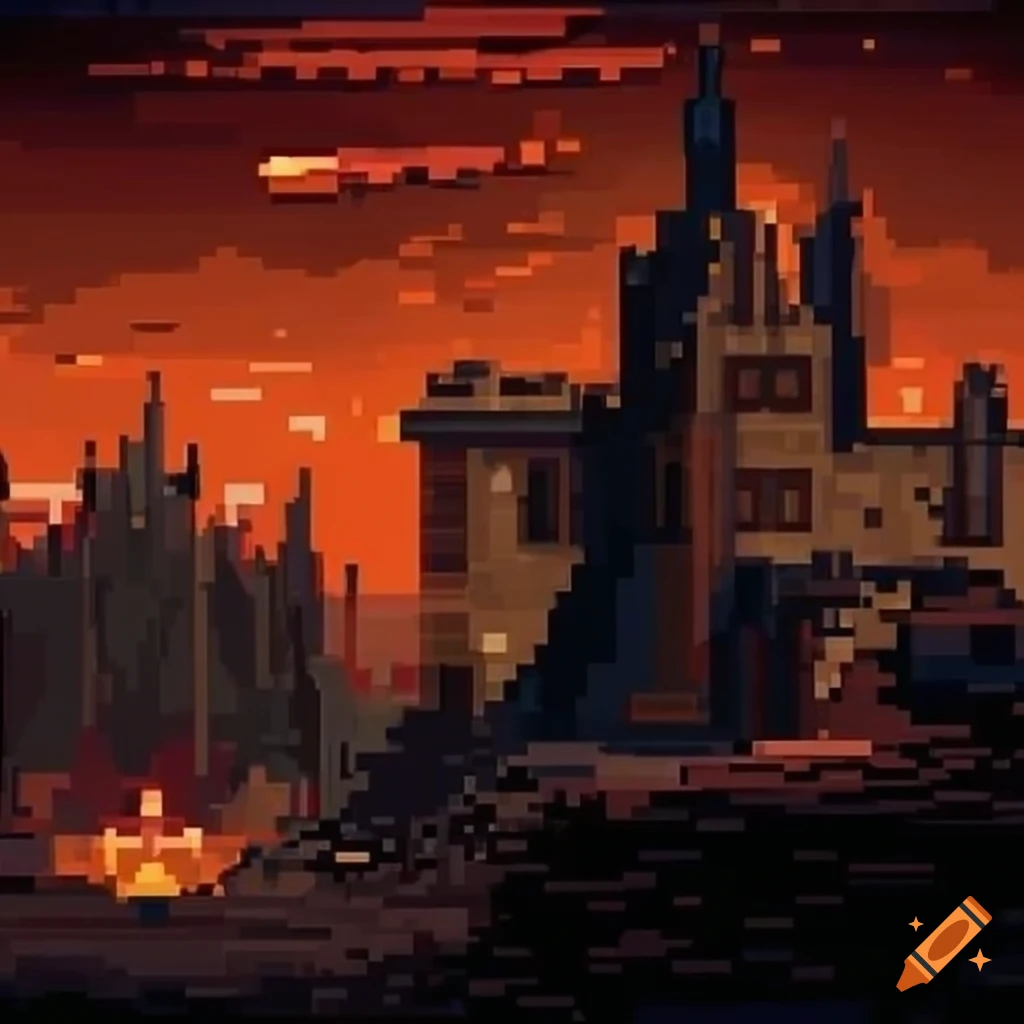 Pixel art war scene in high definition on Craiyon