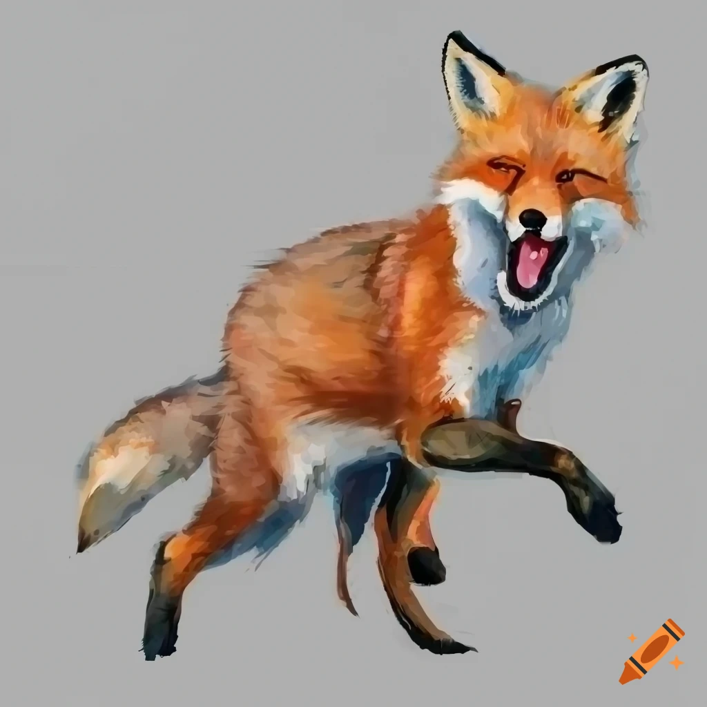 Playful laughing fox with transparent background on Craiyon