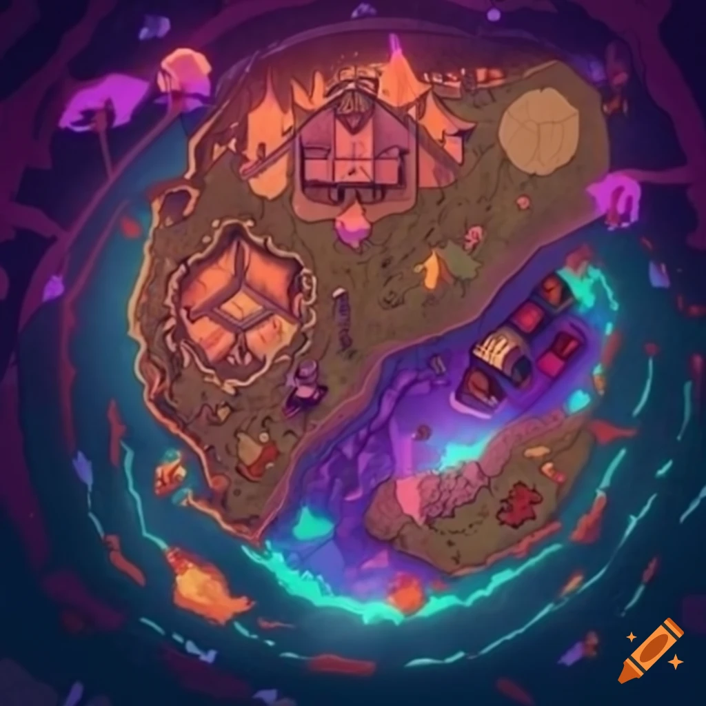 Fantasy map of the underdark with grid lines for dungeons and dragons ...