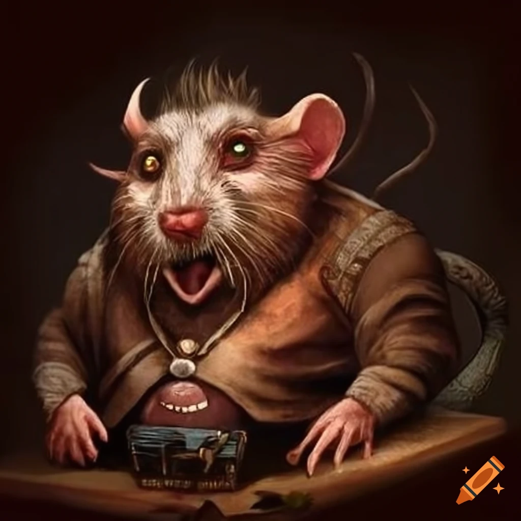 Puffy-cheeked ratfolk gambling barbarian named sinatra on Craiyon