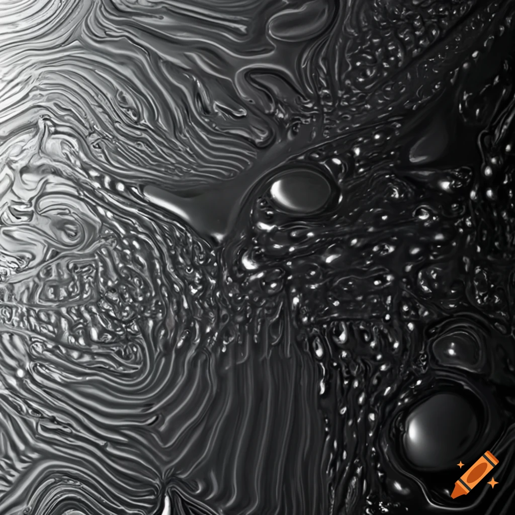 Shiny metallic silver liquid with a rough surface on Craiyon