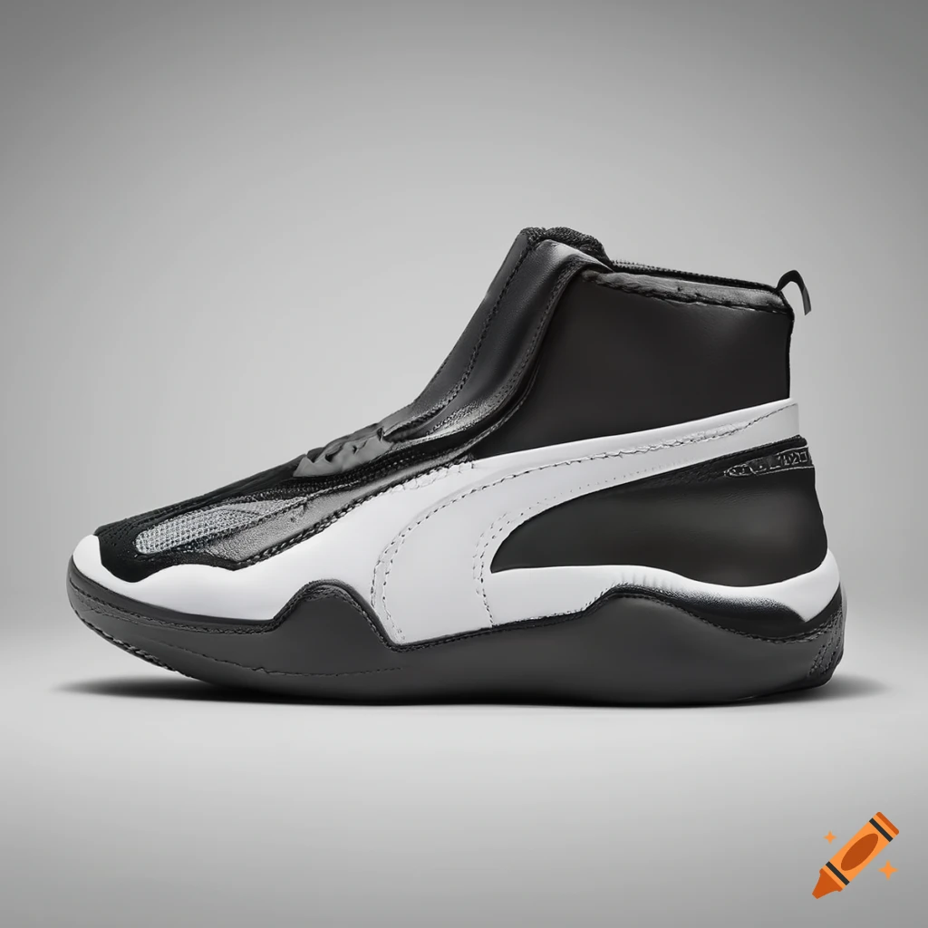 Puma mid model design minimalist futuriste cuir on Craiyon
