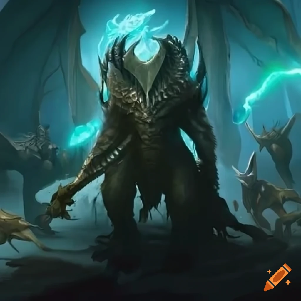 Summoner summoning an army of creatures on Craiyon