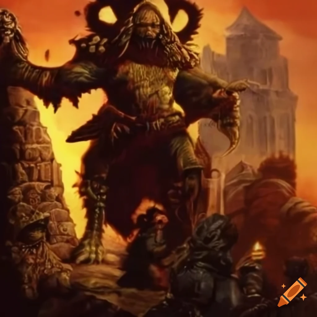 Vintage illustration of a dungeons and dragons scene from the 1980s on ...