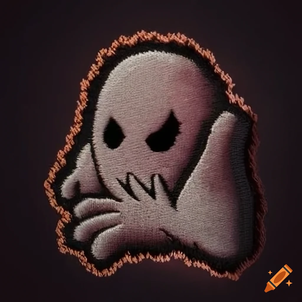 Classic video game ghost patch design on Craiyon