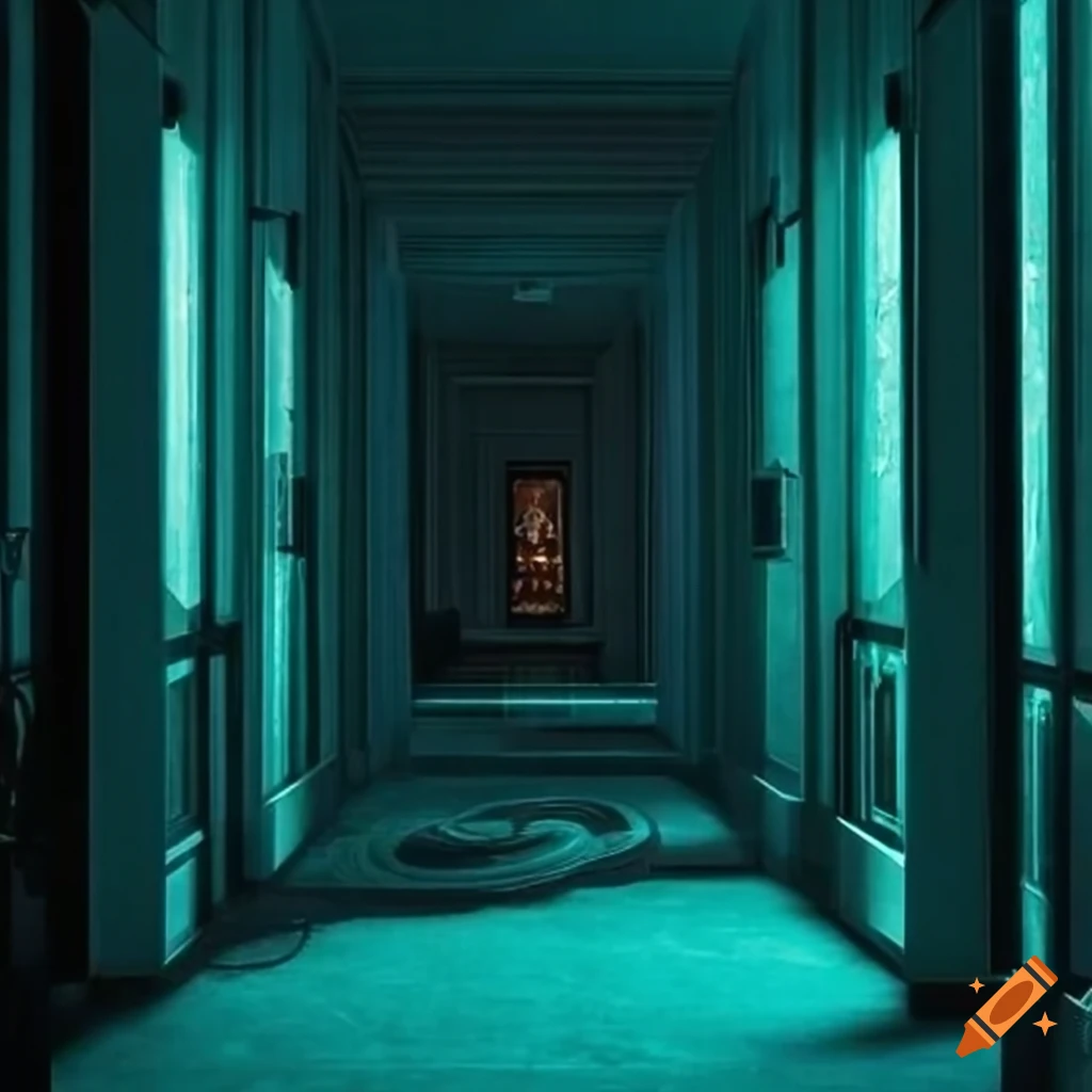 Eerie hotel lobby with liminal space vibes on Craiyon