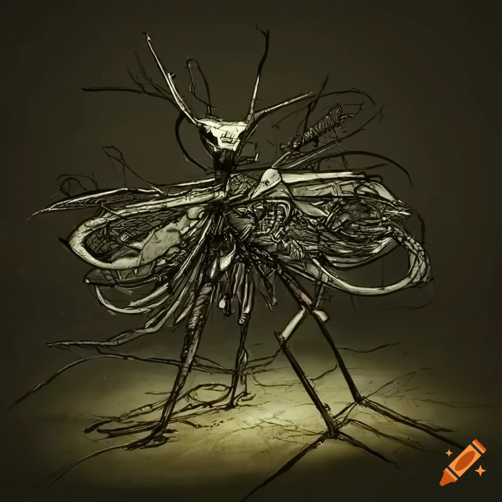 Wireframe insect robot by arthur rackham on Craiyon