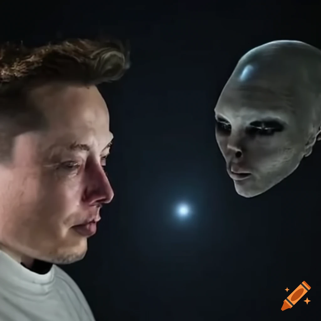 Elon musk kissing an alien on a spacecraft on Craiyon