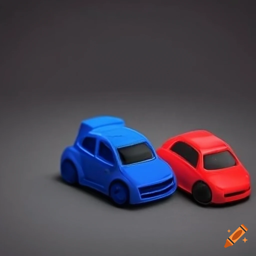 Small toy blue and red racing car on Craiyon