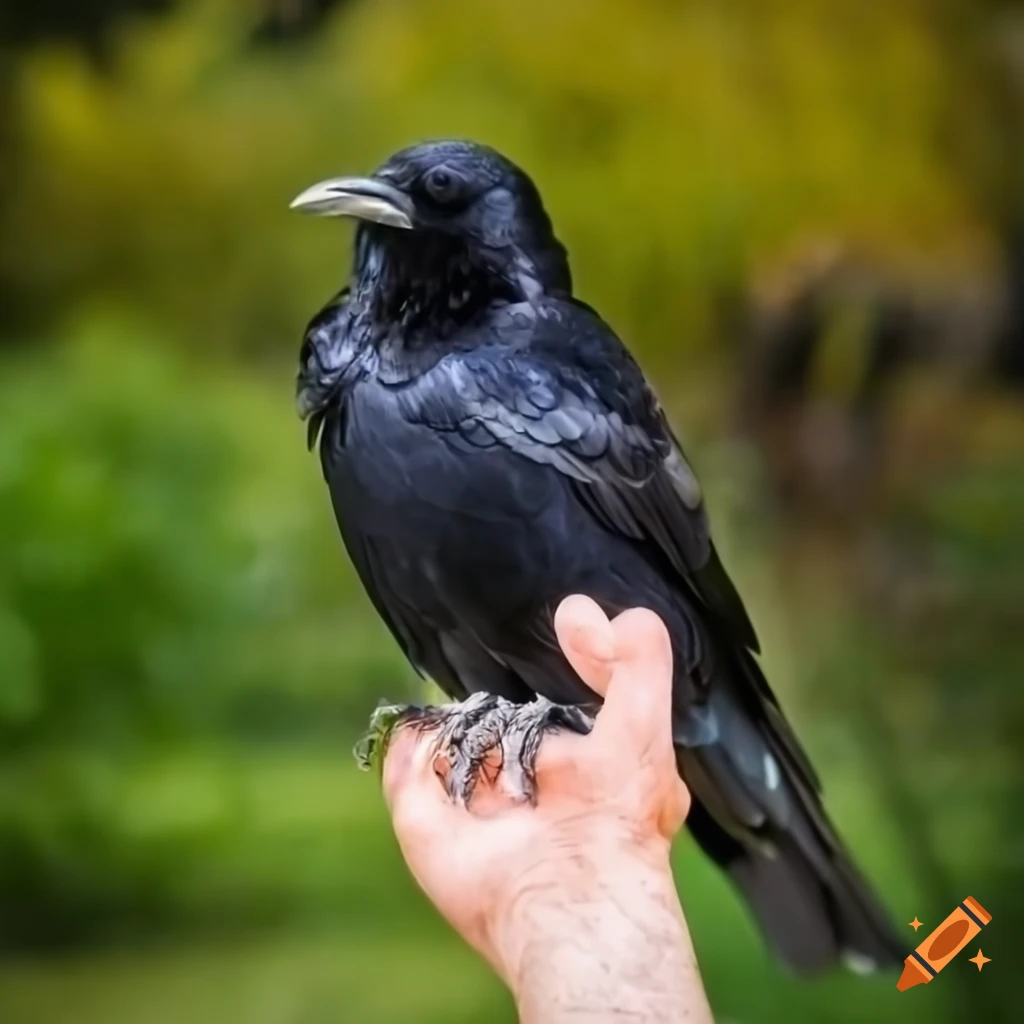 Persian man holding crows in a garden on Craiyon