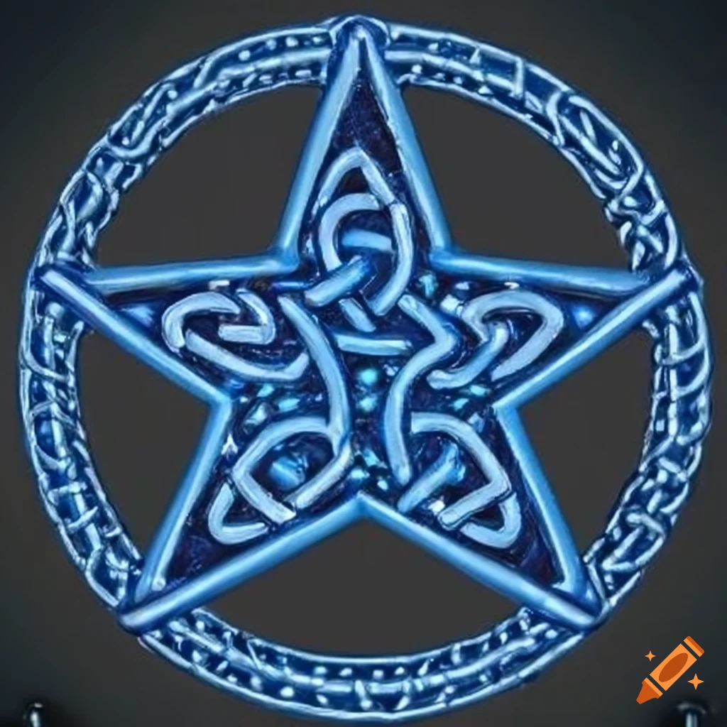 Interstellar blue star-shaped celtic knot design on Craiyon