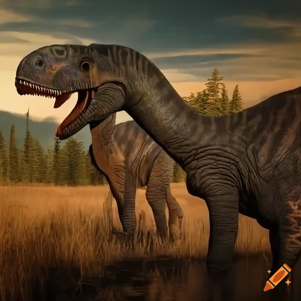 Scientifically accurate Hadrosaurus dinosaurs walking in British ...