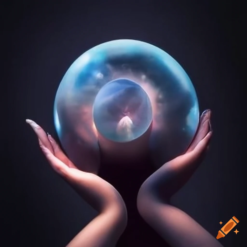 A woman predicting the future with a crystal ball on Craiyon