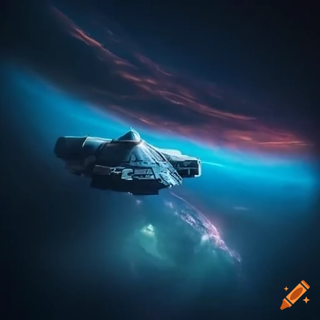 Giant spaceship drifting in space on Craiyon