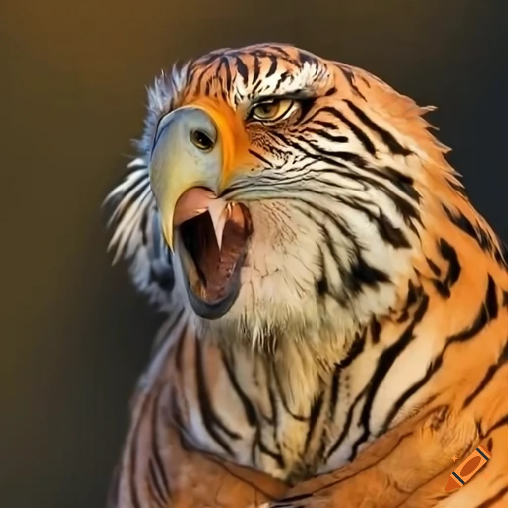 Mix of three animals - eagles, tigers, lizard, with a full view of the ...