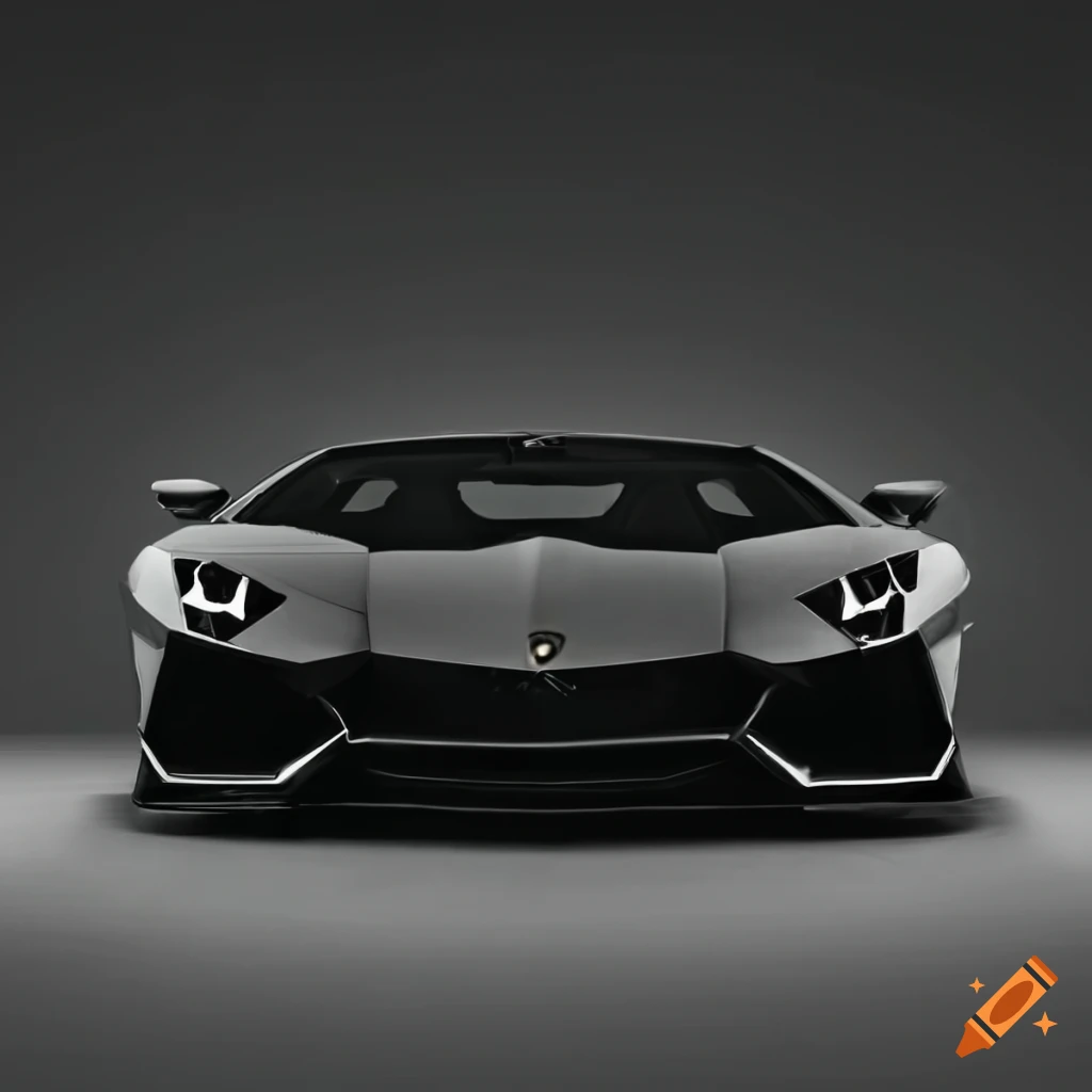 Black and white lamborghini aventador in 2d art style on Craiyon