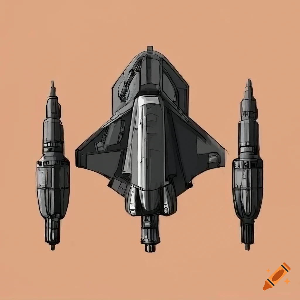 Detailed grey industrial spaceship in a top-down view on Craiyon