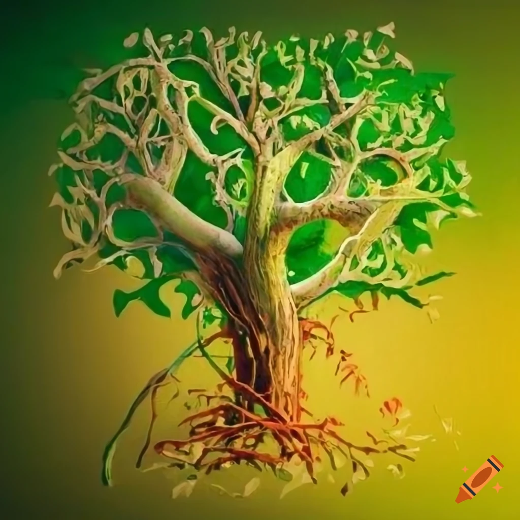 Intricate crop art design with intertwining leaves and vines on Craiyon