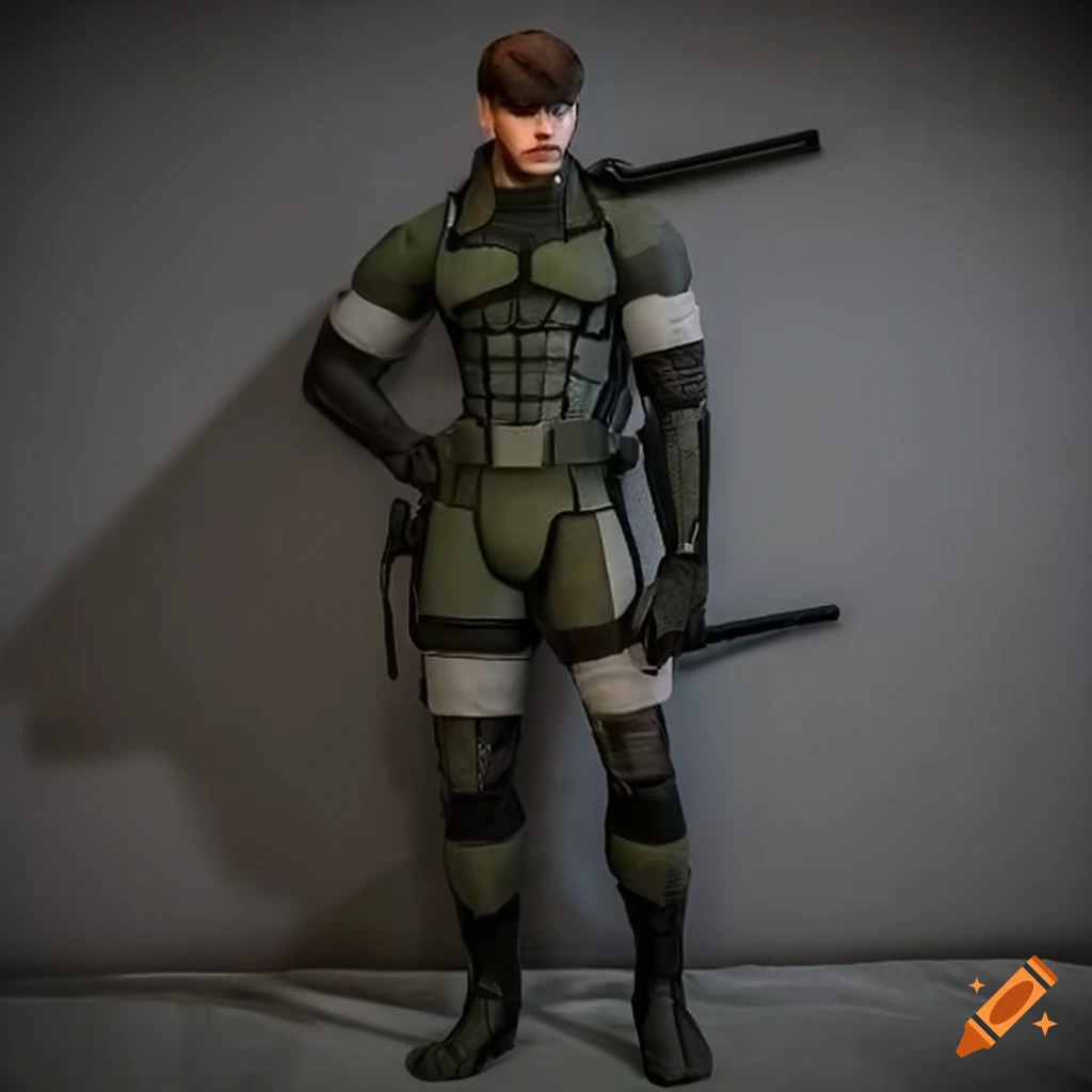 Person wearing a realistic solid snake stealth suit on Craiyon