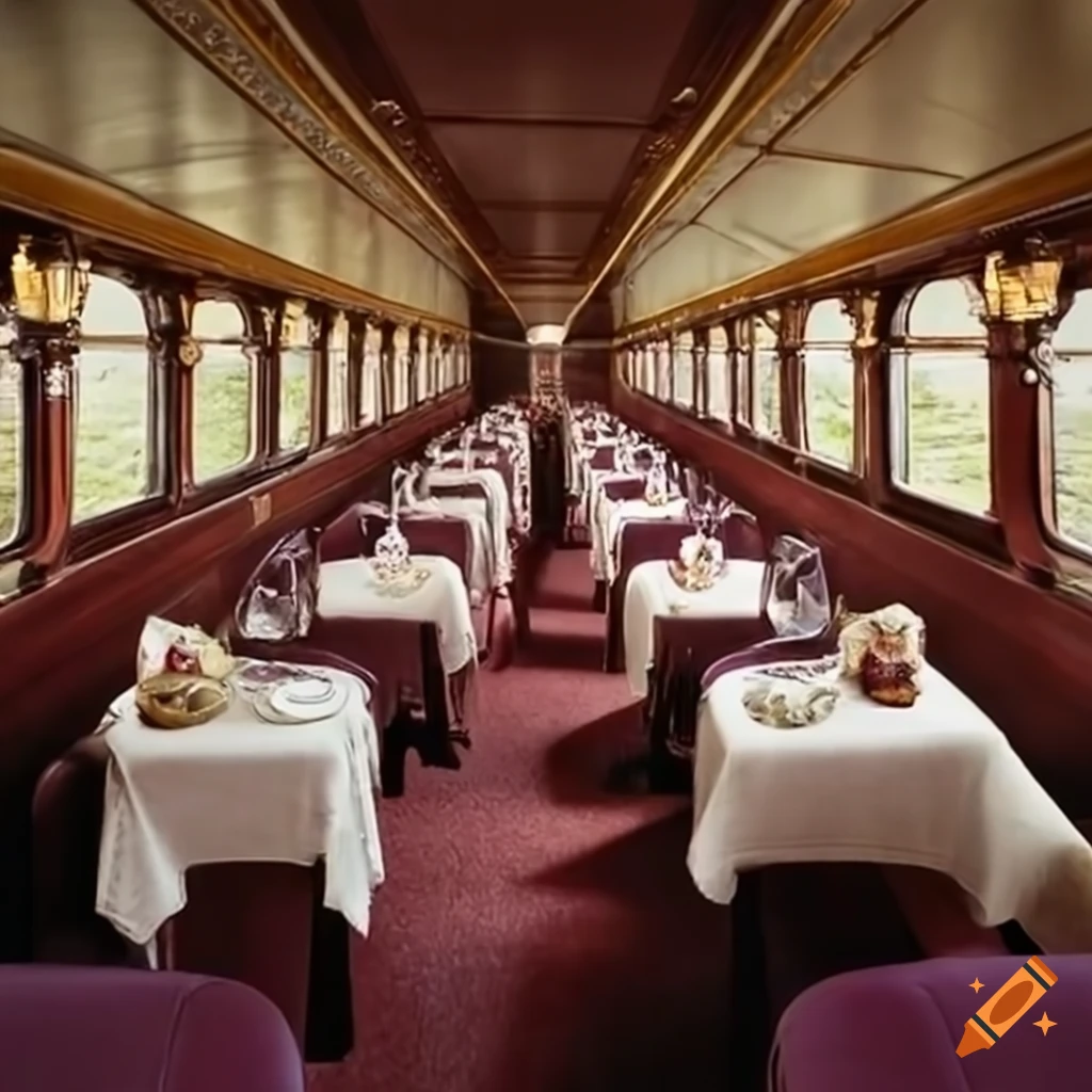 Luxury sleeper train dining car from the 19th century on Craiyon