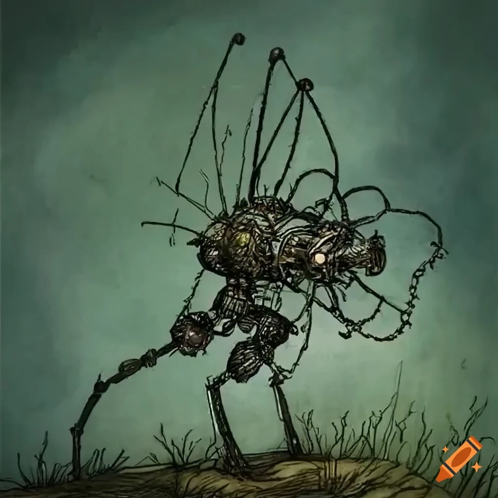 Wireframe insect robot by arthur rackham on Craiyon