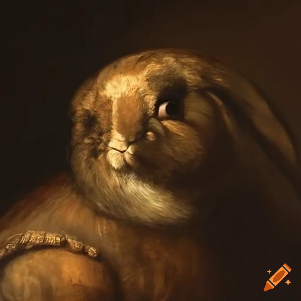 Rabbit with a human head in the style of rembrandt on Craiyon