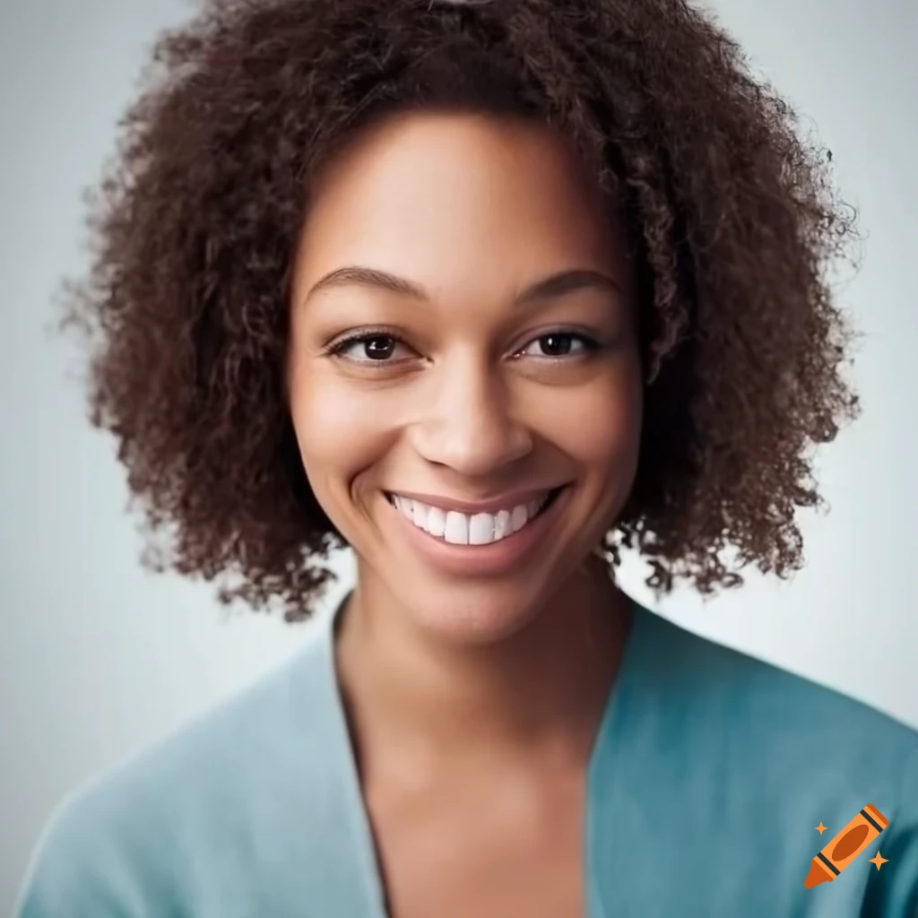 Smiling woman in her mid-30s for linkedin on Craiyon