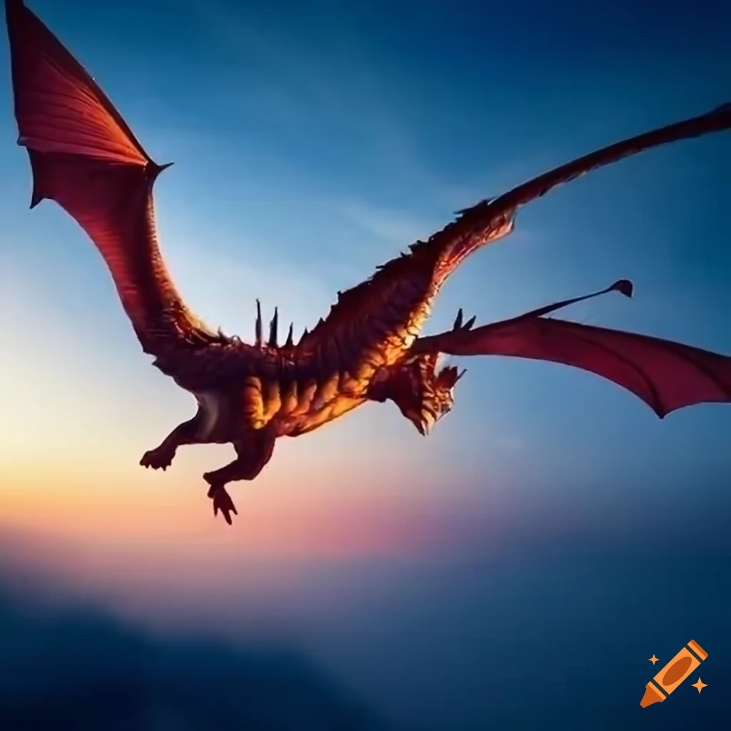Dragon flying in the sky on Craiyon