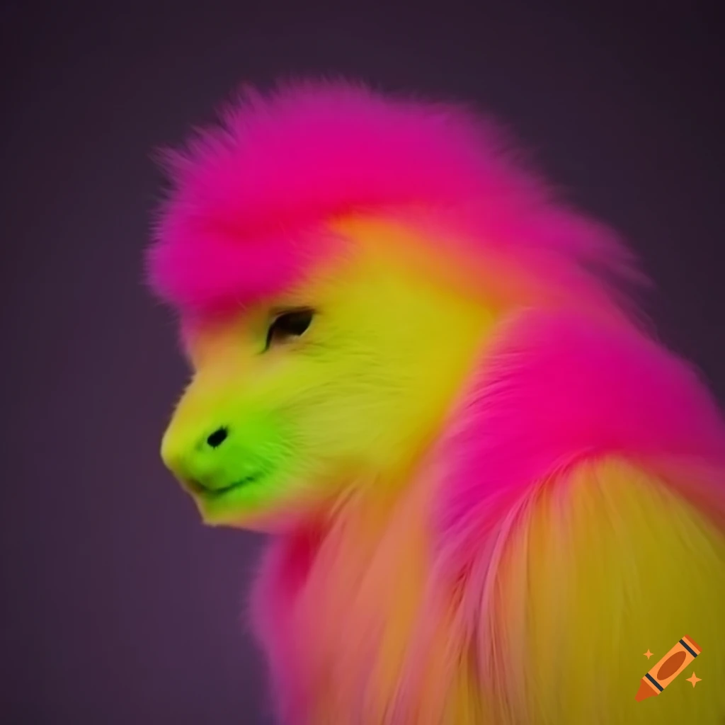 Yellow and pink neon fur on Craiyon