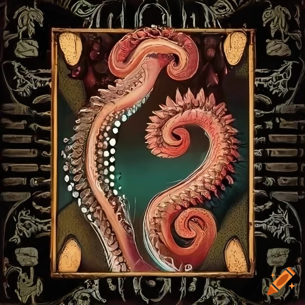 Art deco design with tentacles in the style of hp lovecraft album cover ...