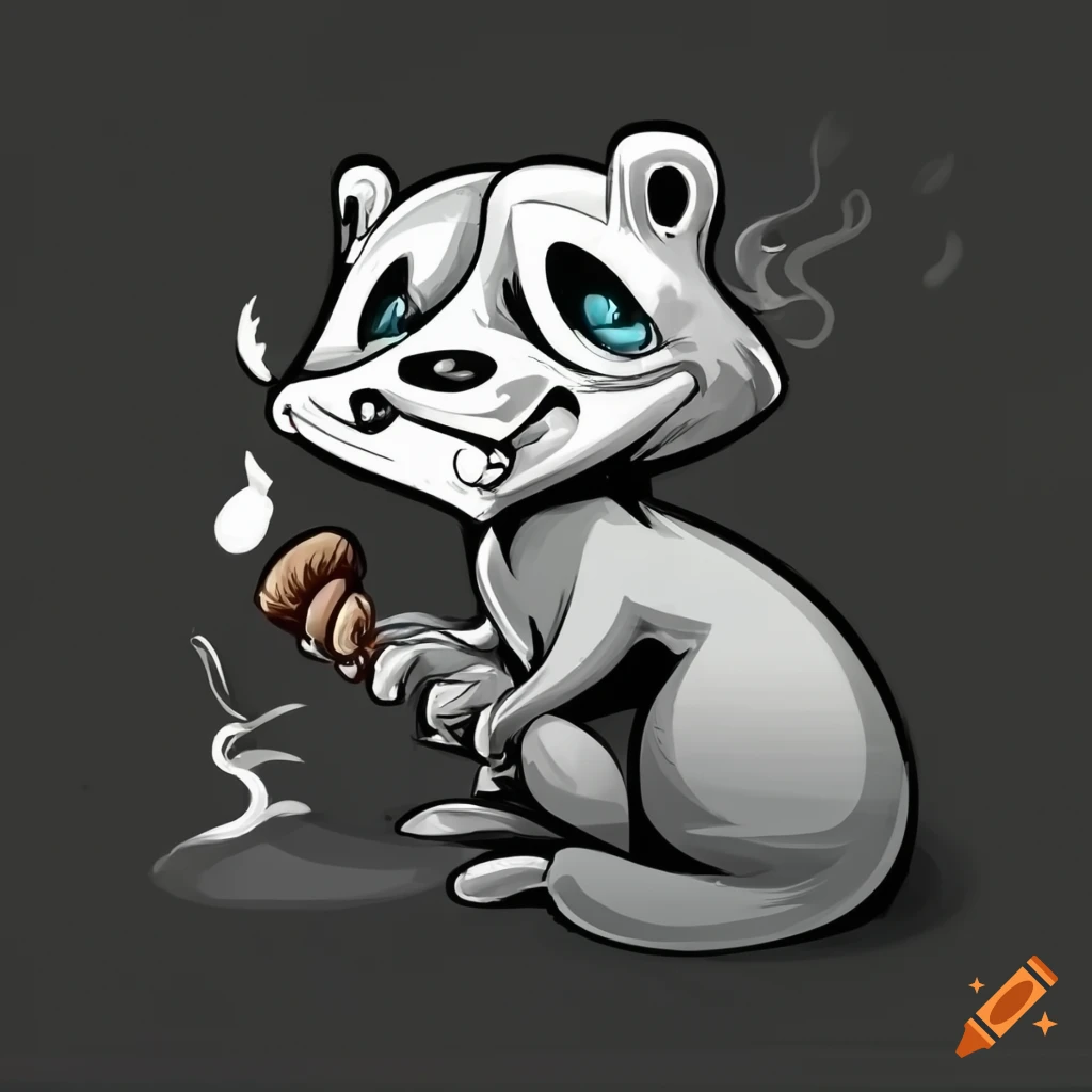 Graffiti art of a badger smoking a joint on Craiyon