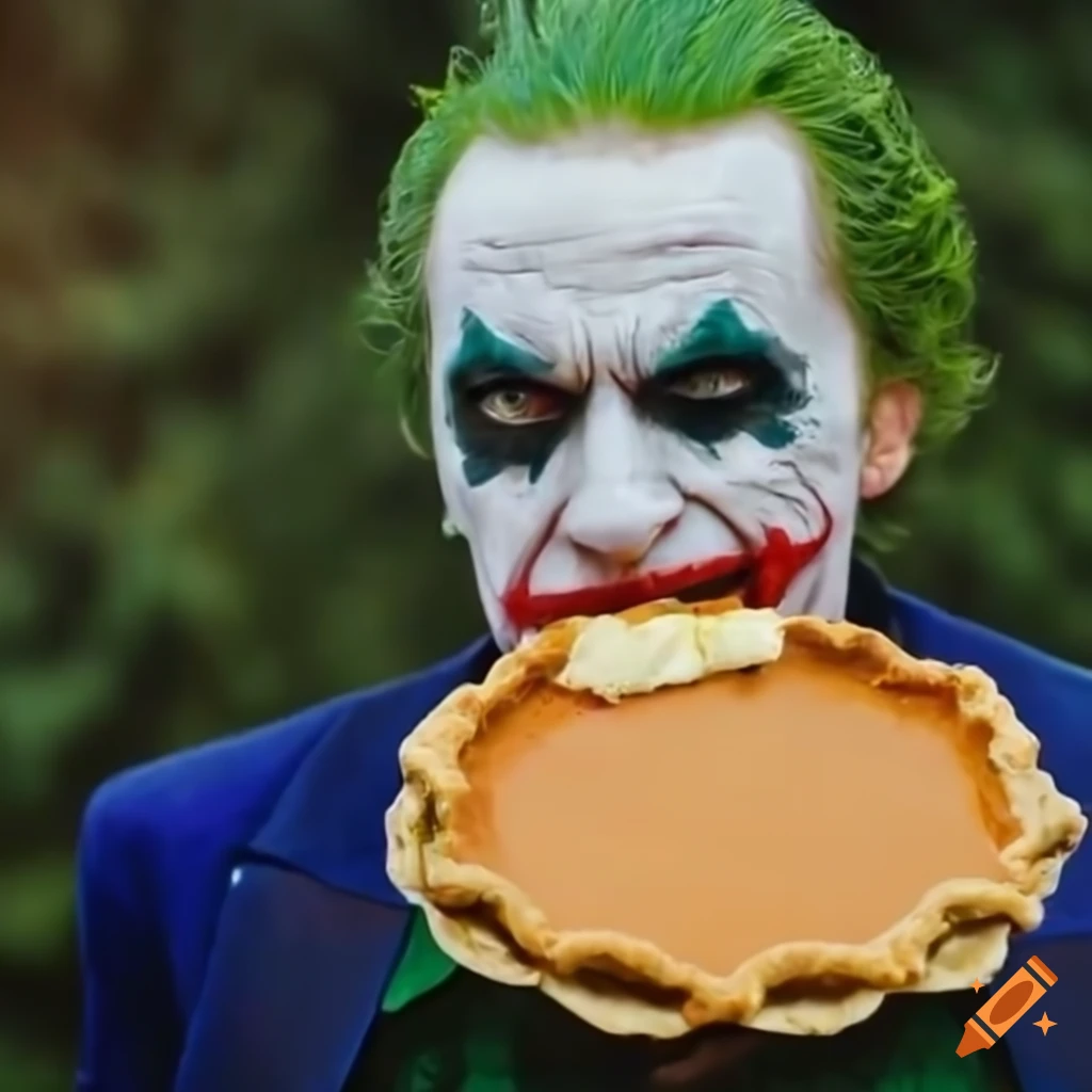The joker enjoying a pumpkin pie on Craiyon