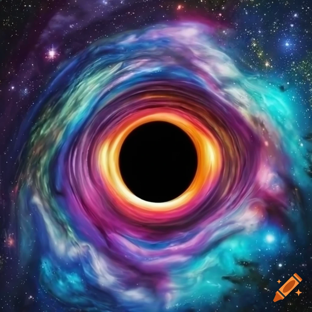 Cosmic realm with mesmerizing black hole and shimmering stars on Craiyon