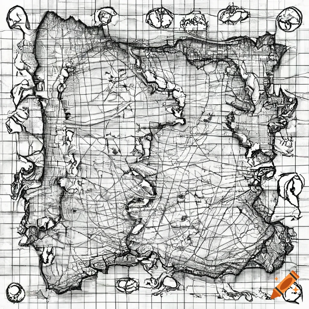 Fantasy map of the underdark with grid lines for dungeons and dragons ...