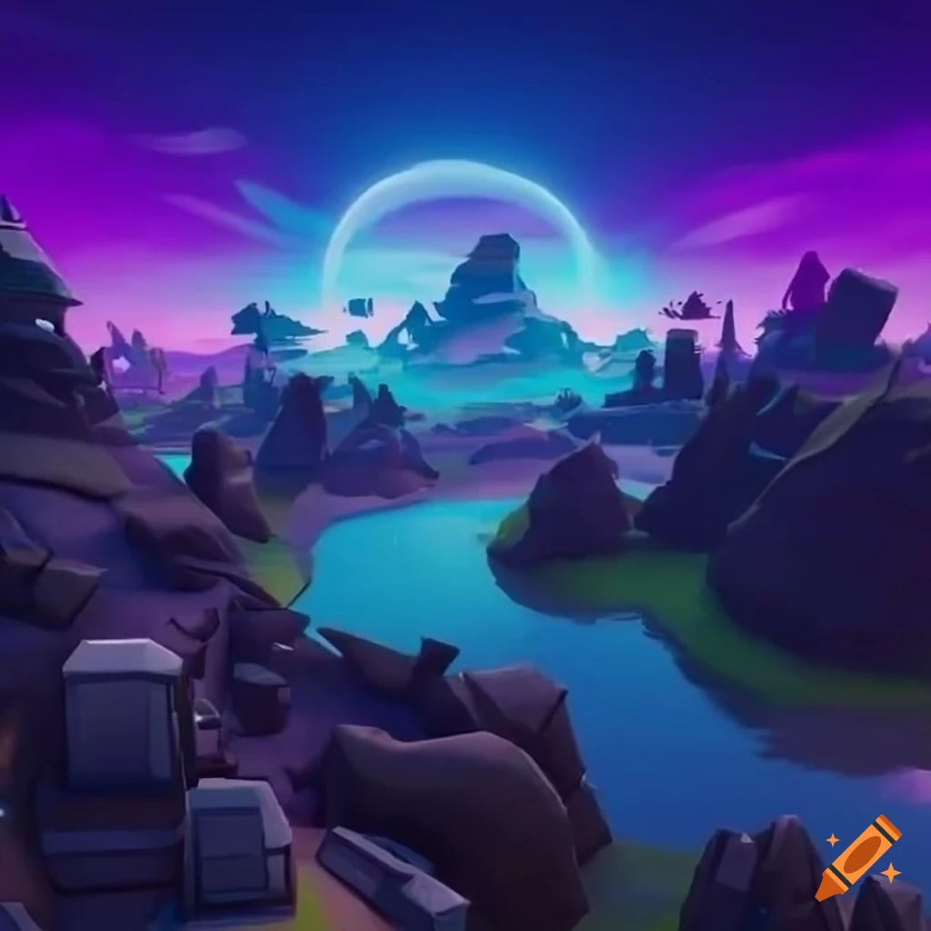 Futuristic landscape in a gaming environment on Craiyon