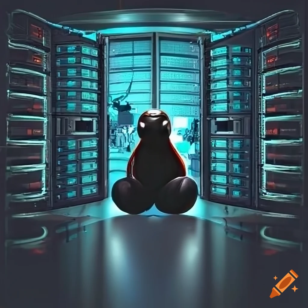 Server room filled with linux servers on Craiyon
