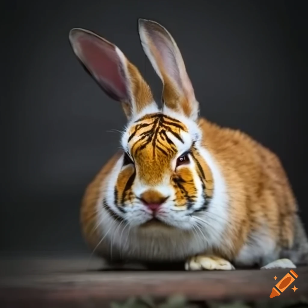 Rabbit with tiger pattern on Craiyon
