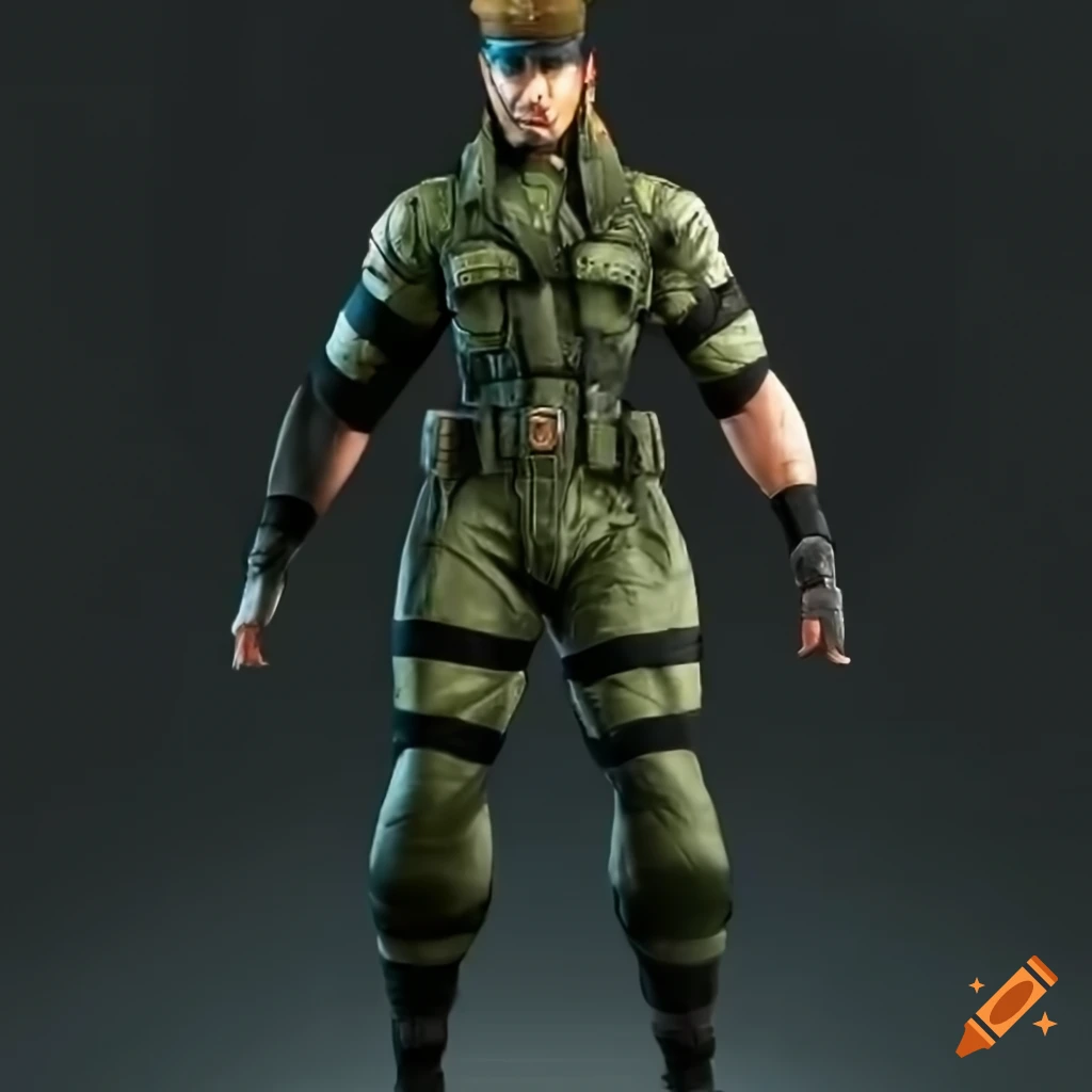 Fullbody portrait of solid snake in sneaking suit on Craiyon