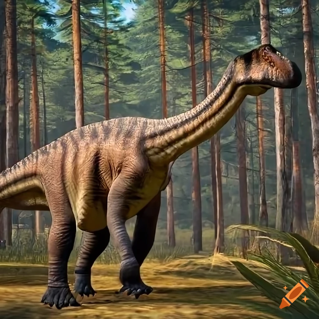 Scientifically accurate hadrosaurus dinosaurs in a pine forest ...