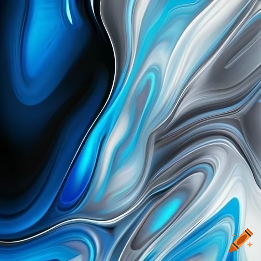 Abstract silver, blue and black artwork on Craiyon