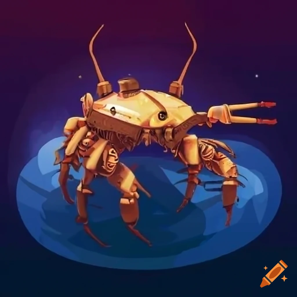 Mechanical crab military tank in space on Craiyon
