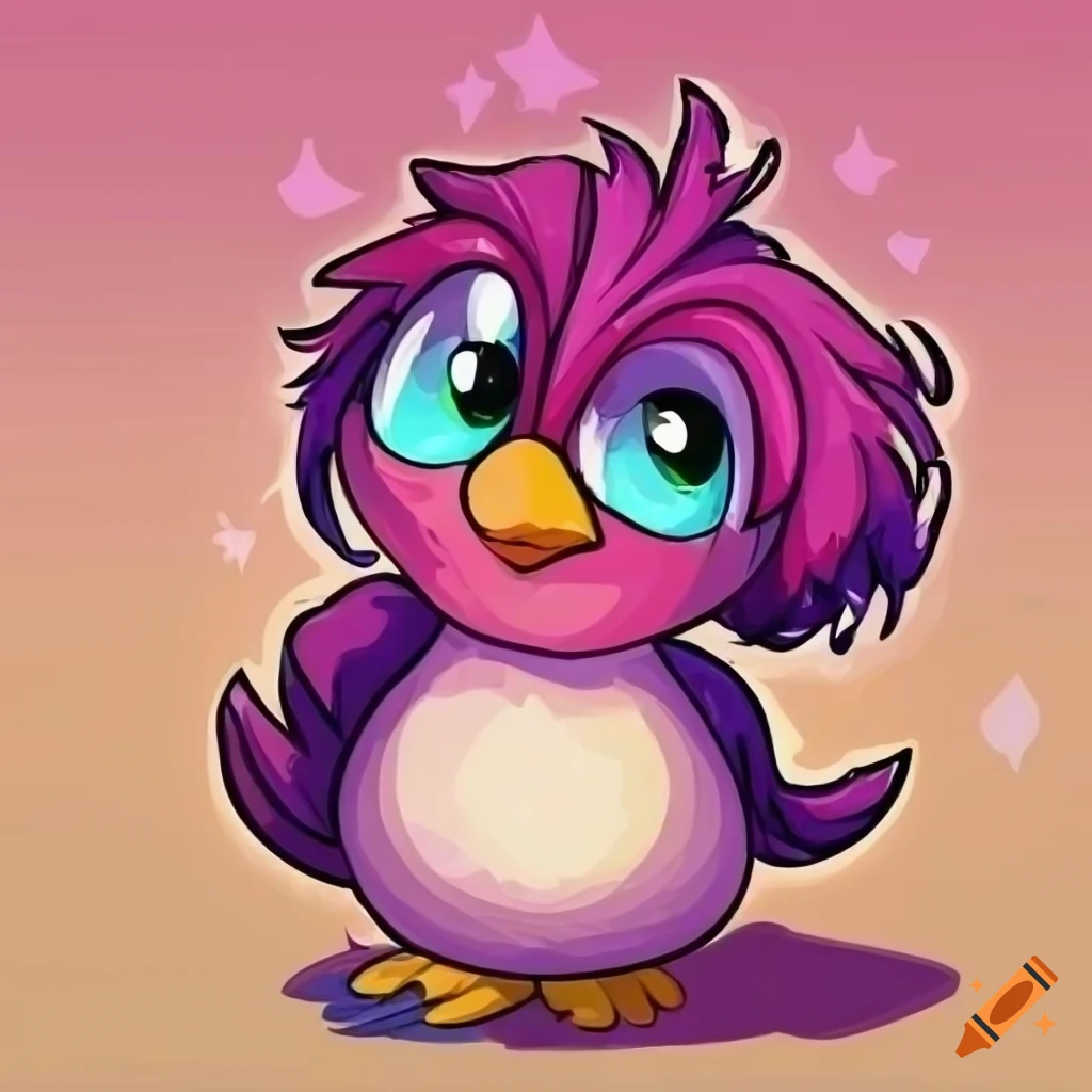 Cute bird-like neopets art style with transparent background on Craiyon