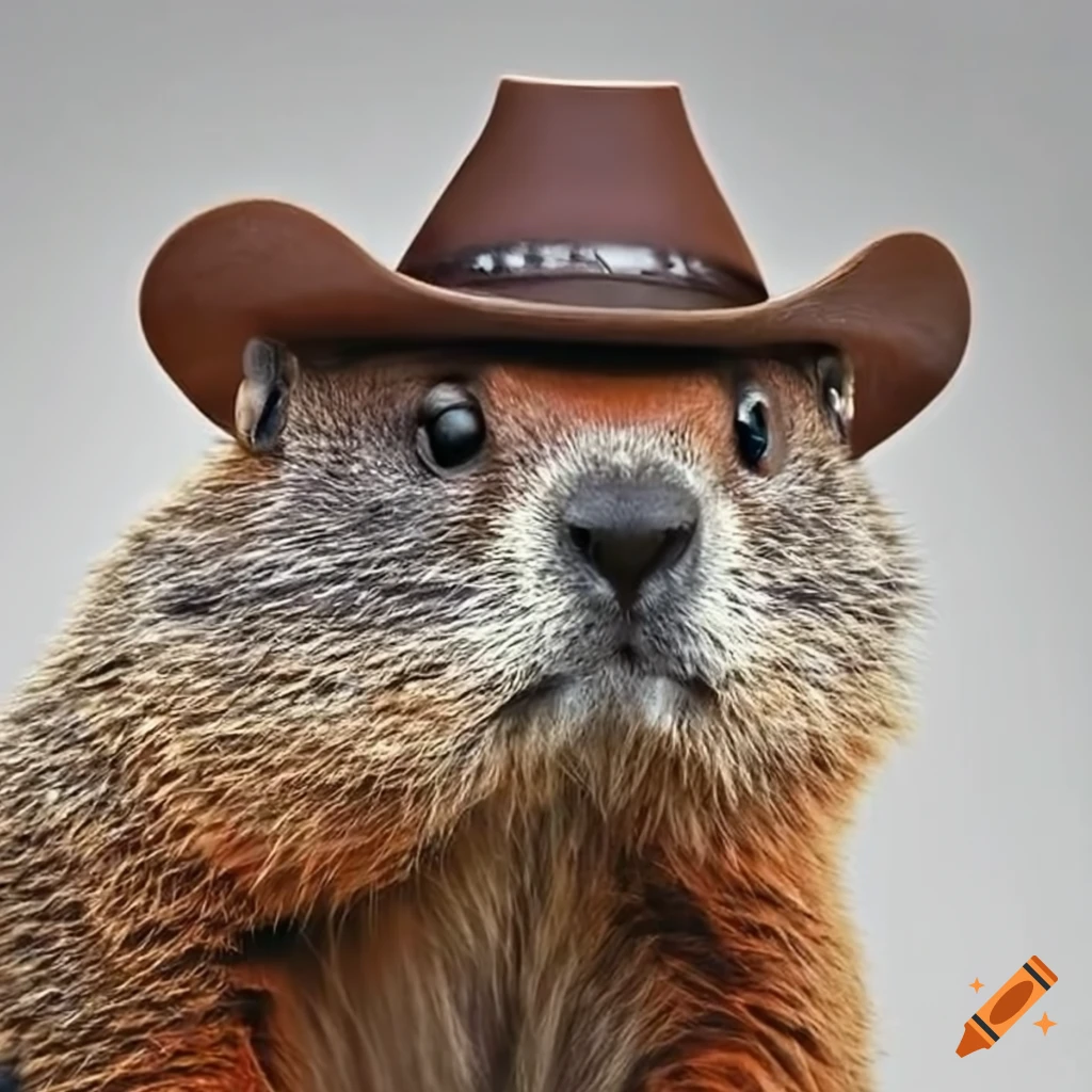 Groundhog wearing a cowboy hat on Craiyon