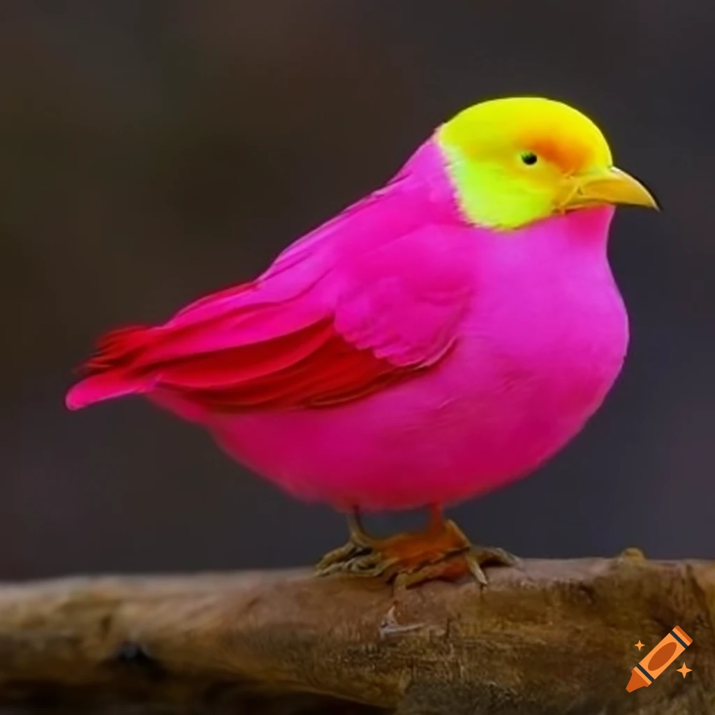 Pink and yellow neon bird on Craiyon