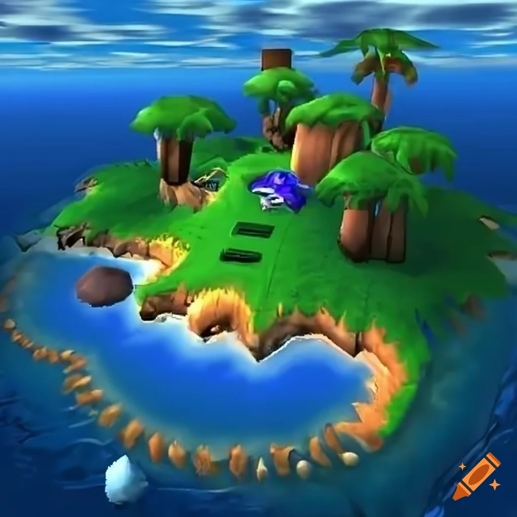 Island with nintendo 64-style graphics on Craiyon
